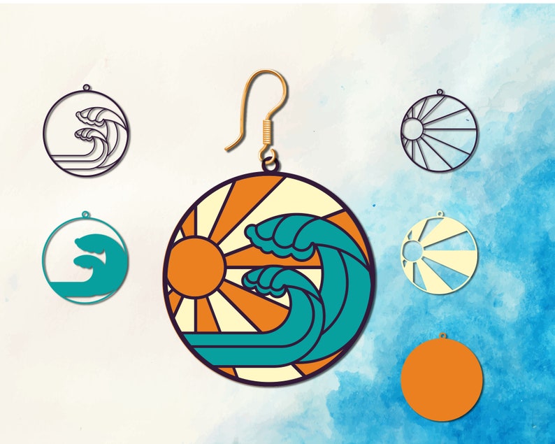 Layered Beach Svg Beach Earring Svg Stacked Earring Svg Wave - Etsy