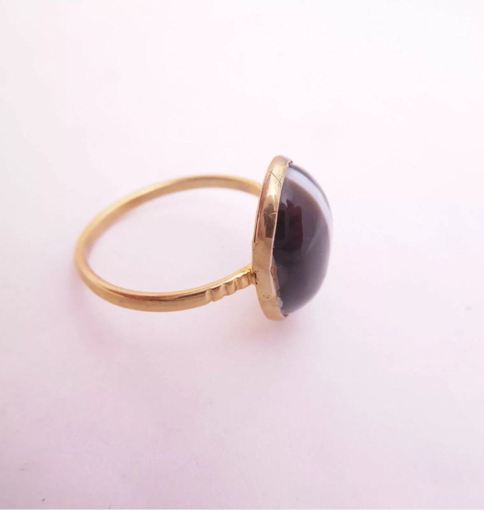 Victorian 9ct Gold Cabochon Banded Agate Ring Large. Size N 1/2 - Etsy