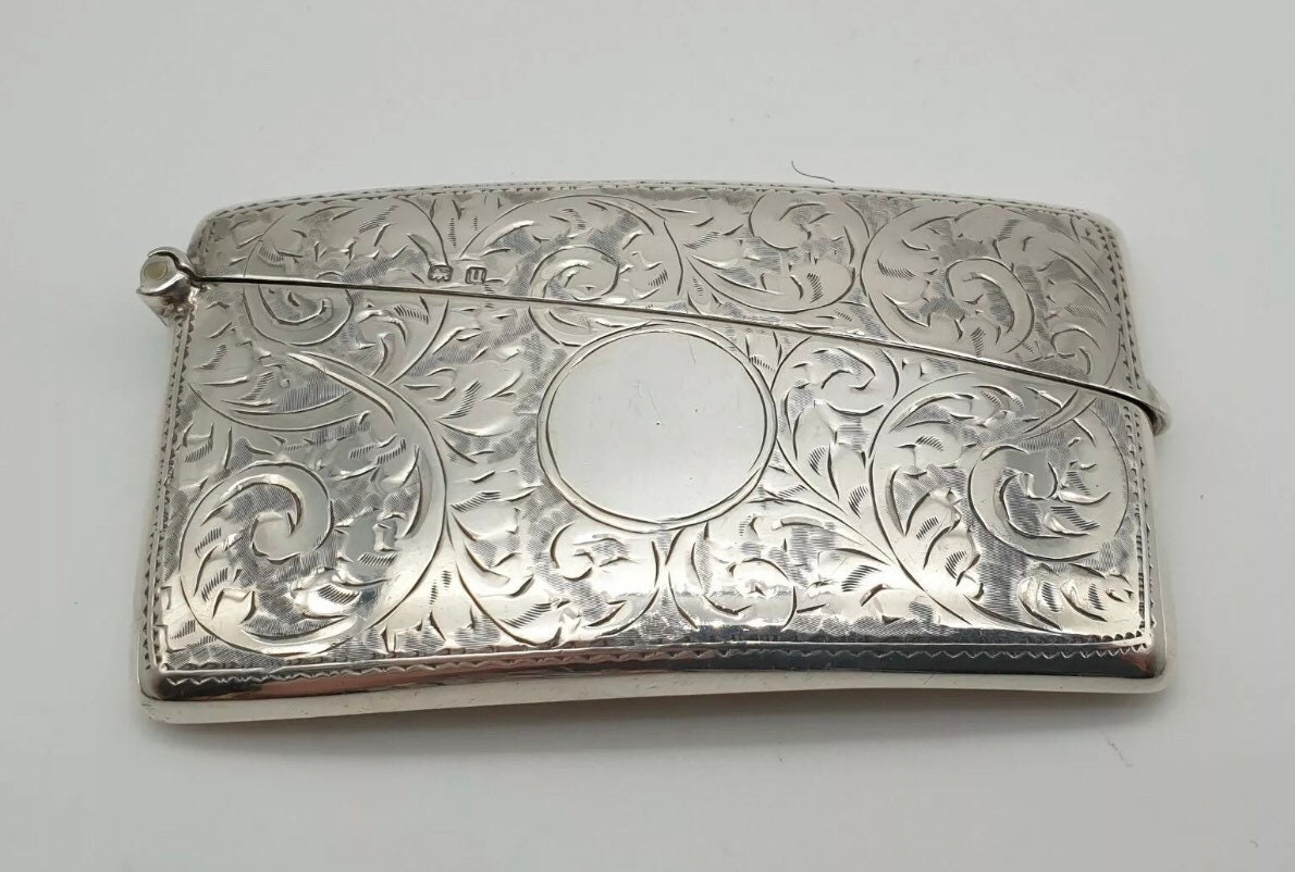 Antique Sterling Silver. Curved Card Case. Hallmarked for - Etsy