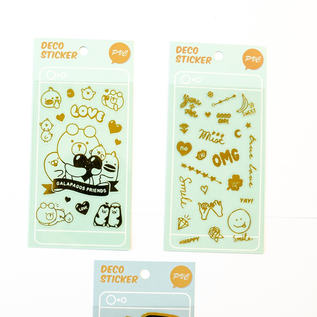 Cute Sticker Set With Shinny Foil Ornaments Deco Shinny - Etsy