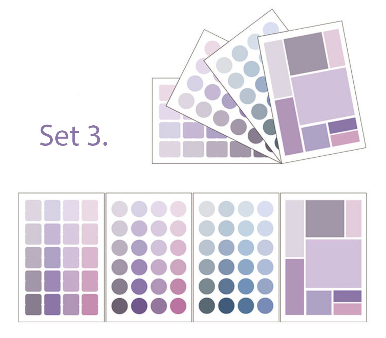 4 Sheets Color Palette Stickers Set In 4 Different Colours | Etsy