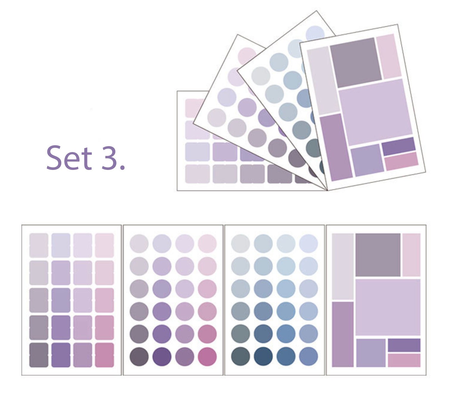 4 Sheets Color Palette Stickers Set In 4 Different Colours | Etsy