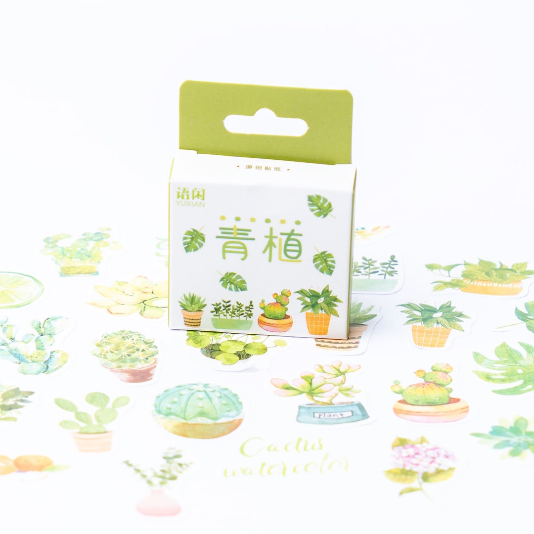Green Cactus and Plant Sticker Set Cute Cactus Sticker Pack Deco Cactus ...