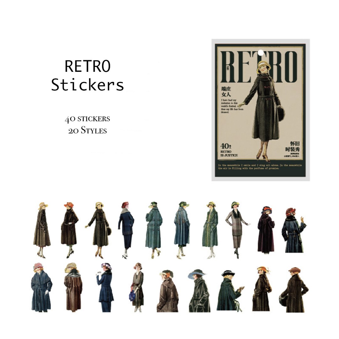 40 Retro Fashion Sticker Set Sticker Set With Retro Winter - Etsy