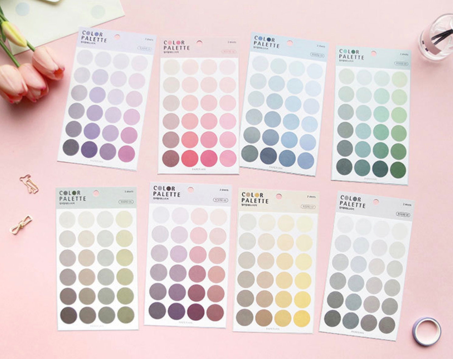 4 Sheets Color Palette Stickers Set In 4 Different Colours | Etsy