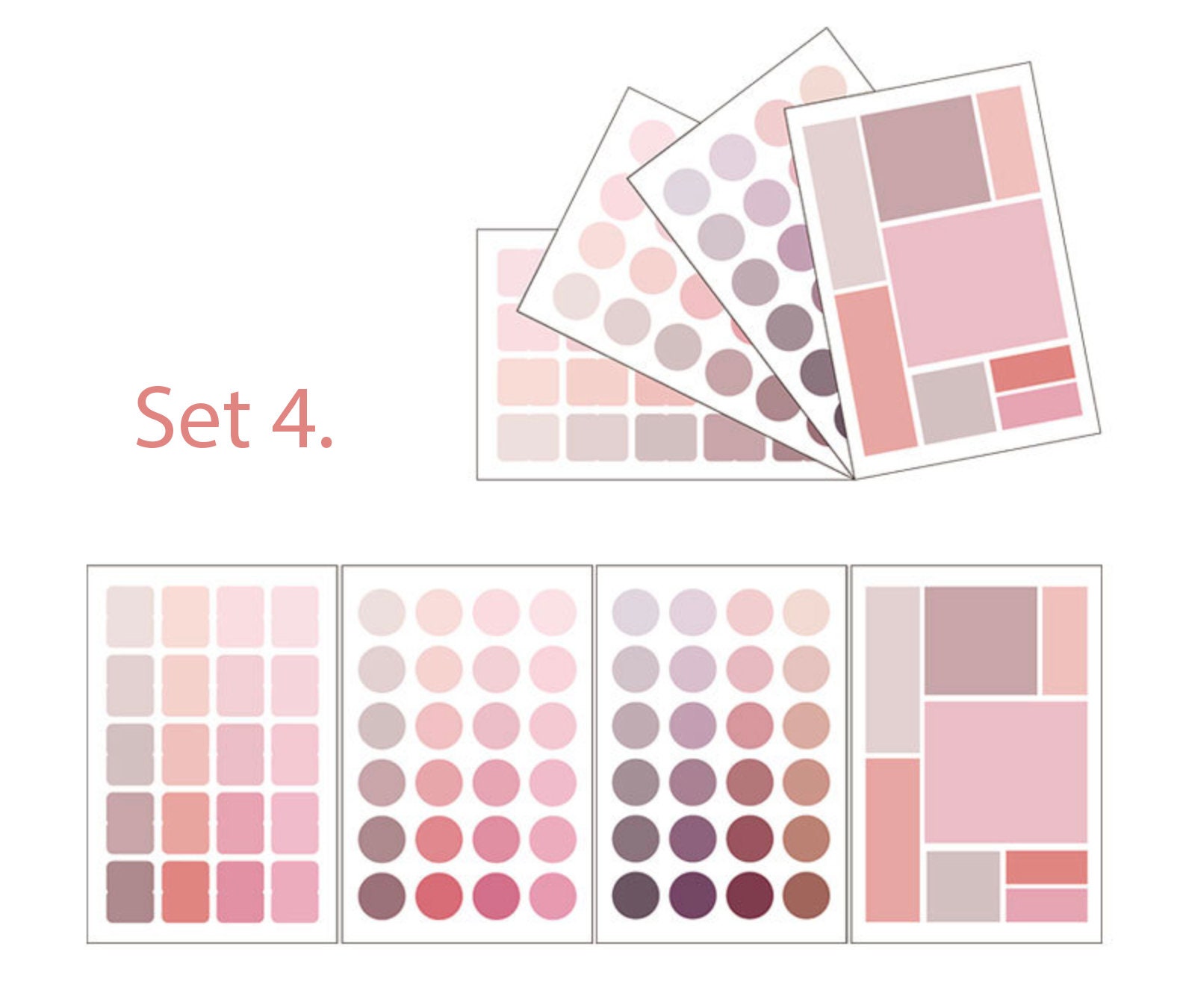 4 Sheets Color Palette Stickers Set In 4 Different Colours | Etsy