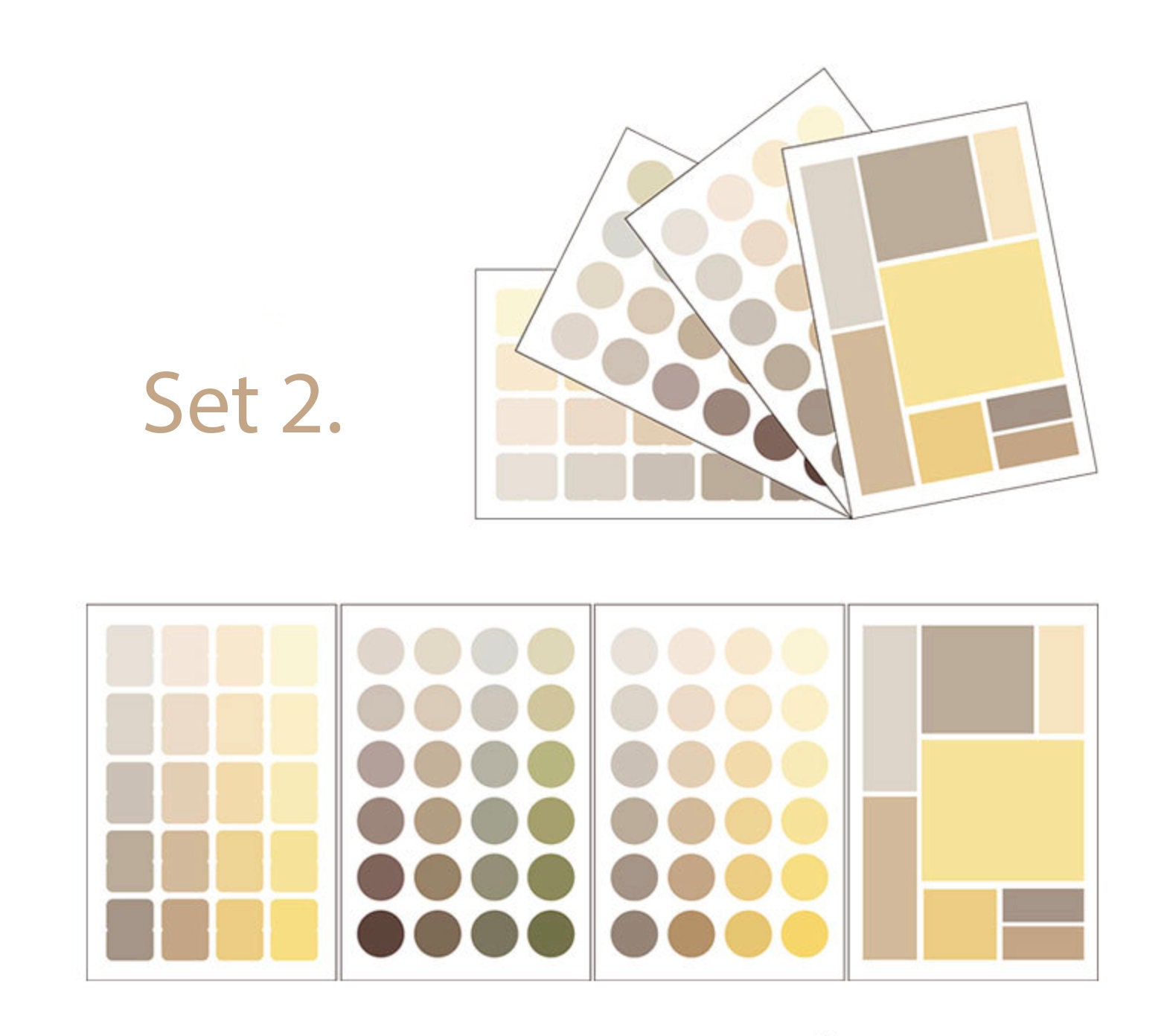 4 Sheets Color Palette Stickers Set In 4 Different Colours | Etsy