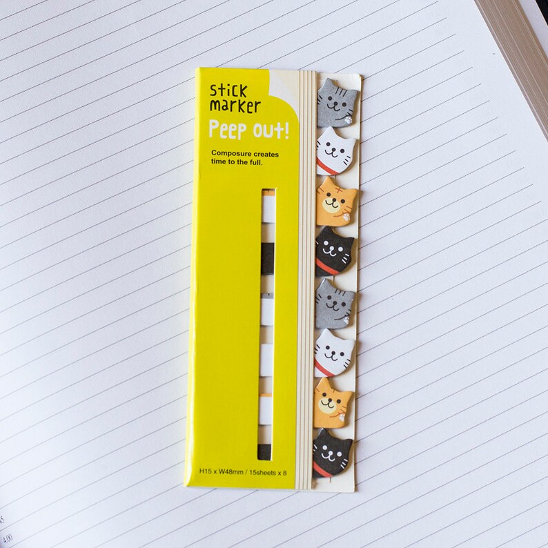 Cat Sticky Notes Cat Flag Page Notes Cute Diary Cat Notes - Etsy