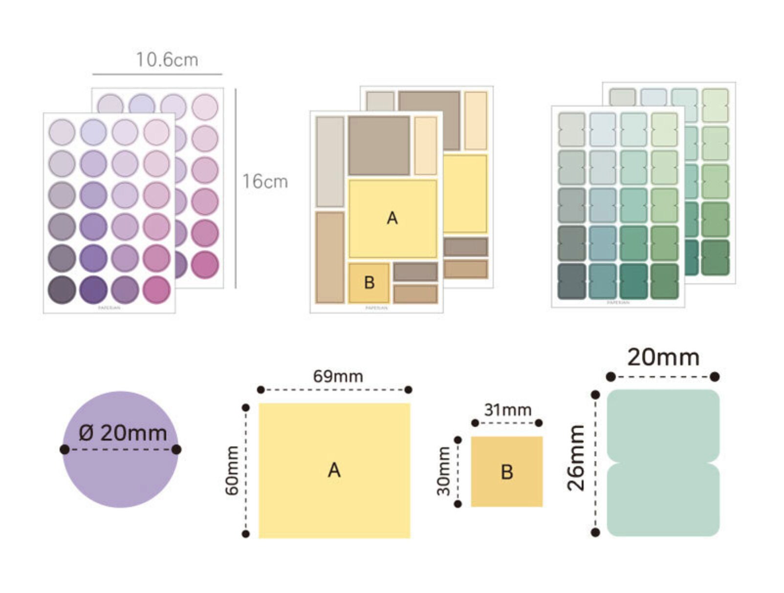4 Sheets Color Palette Stickers Set In 4 Different Colours | Etsy