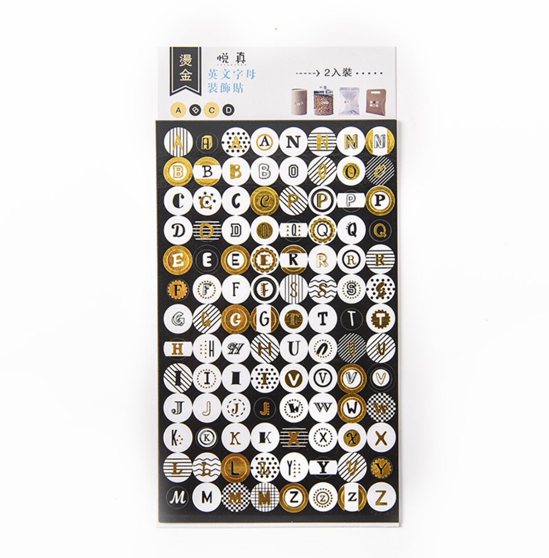 2 Sheets Alphabet Foil Stickers Small Letter Stickers BOJO - Etsy