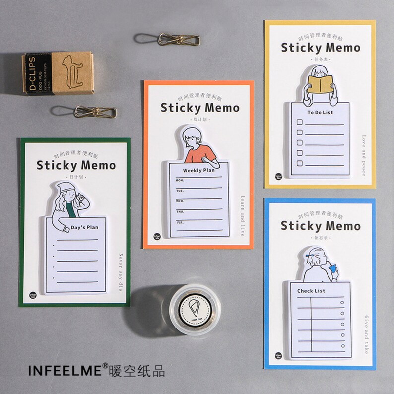 4 Type Sticky Notes Sticky Memo Notes Memory Sticky Notes - Etsy