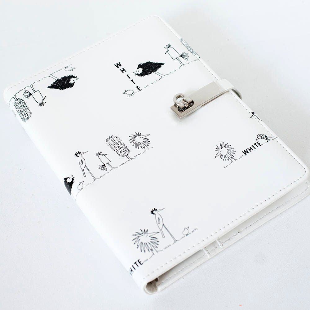 A5 White With Black Birds Notebook White Daily Diary White - Etsy UK