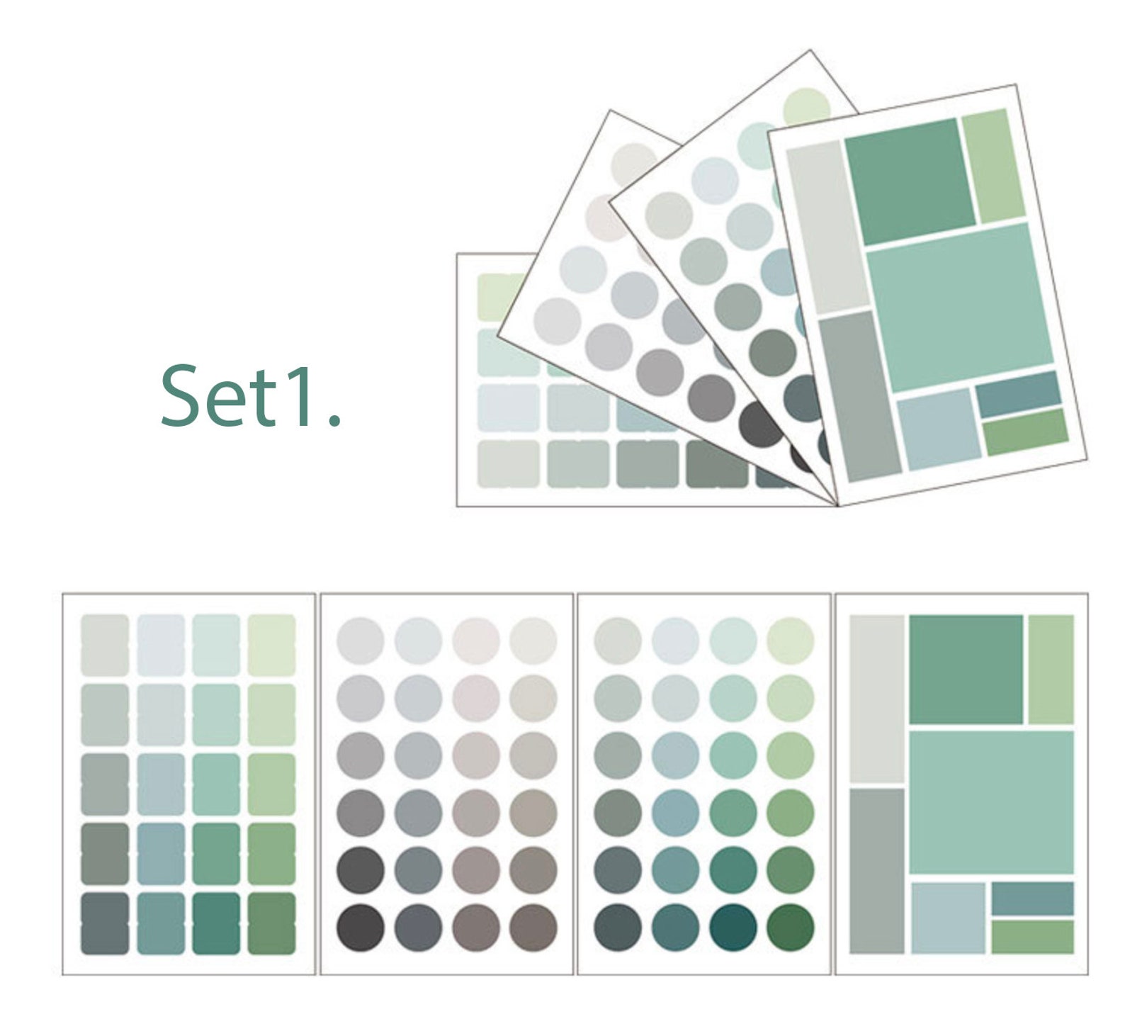4 Sheets Color Palette Stickers Set In 4 Different Colours | Etsy
