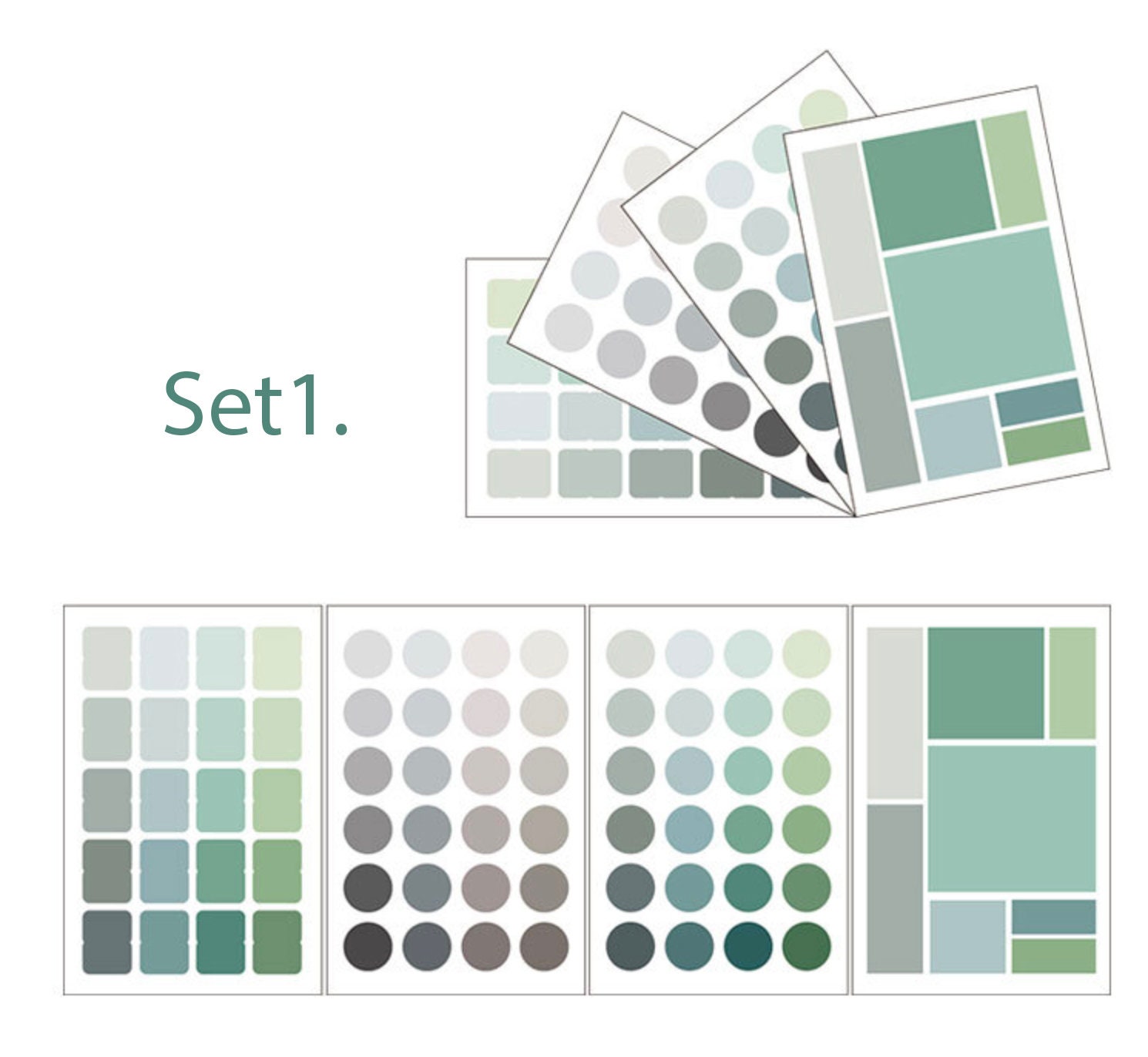 4 Sheets Color Palette Stickers Set In 4 Different Colours | Etsy