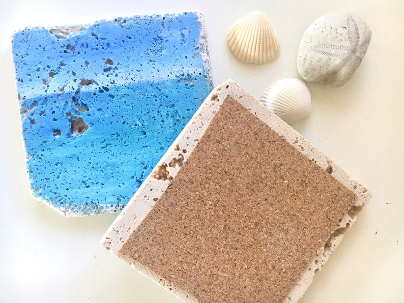 Ocean Stone or Ceramic Coasters Personalized With Any Beach | Etsy