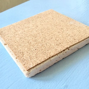 Stone Coasters Set of 2. Natural Tumbled Tile Coasters. Cork Backed ...