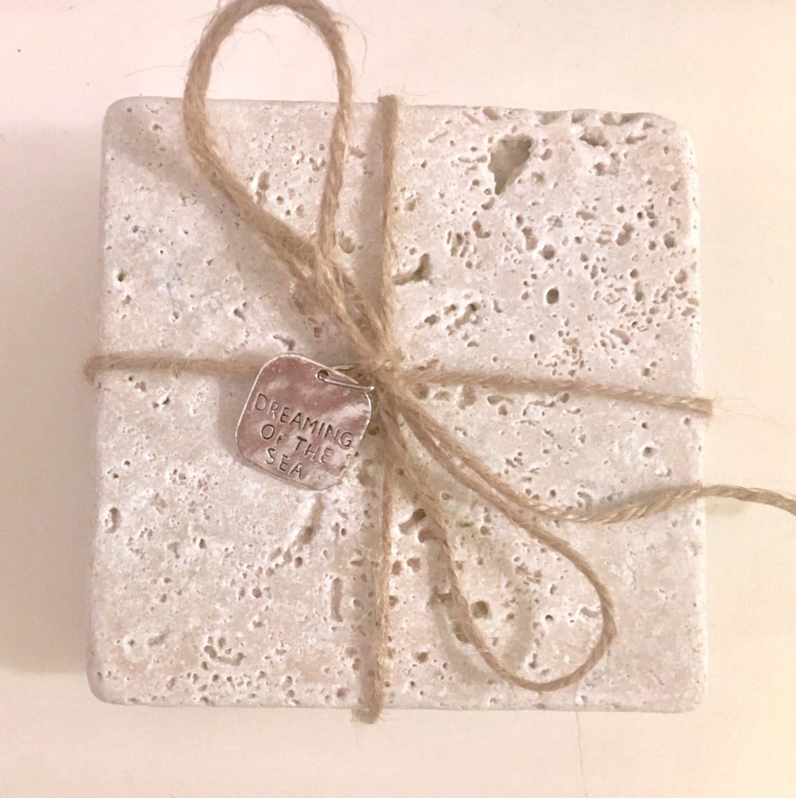 Stone Coasters Set of 2. Natural Tumbled Tile Coasters. Cork - Etsy