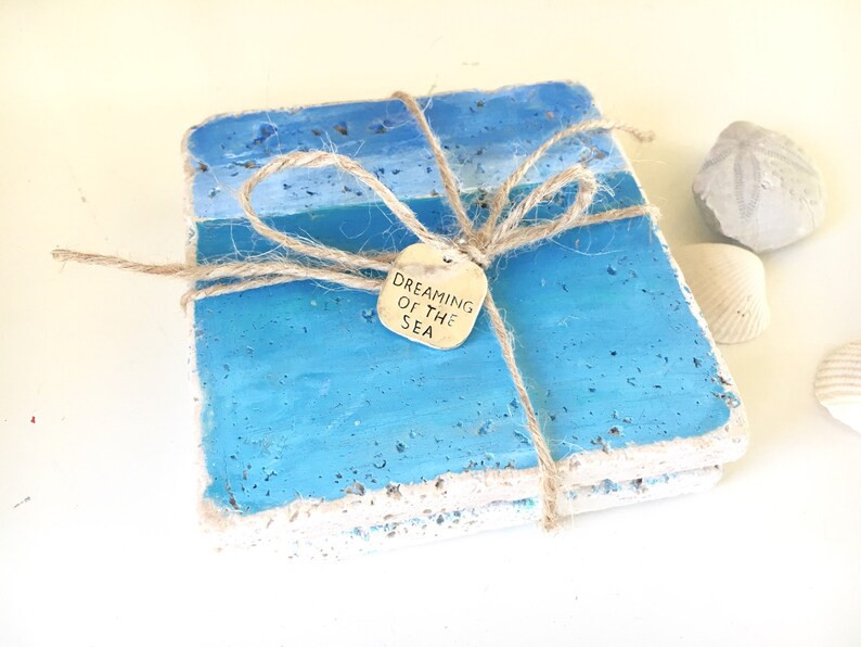 Ocean Stone or Ceramic Coasters Personalized With Any Beach | Etsy