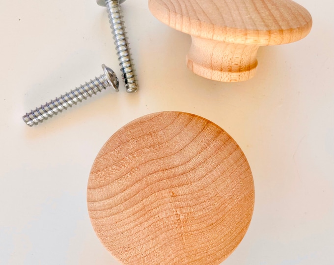 Round Natural Oak Drawer Knobs, Set of 2 Wooden Dresser Pulls - Etsy