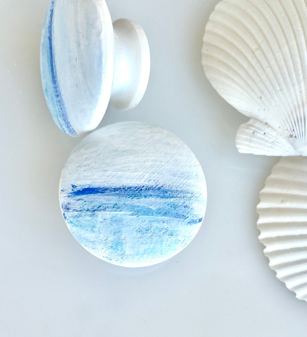 Hand Painted Ocean Knobs: Coastal Beach Decor, Solid Wood (1.5" or 2 ...