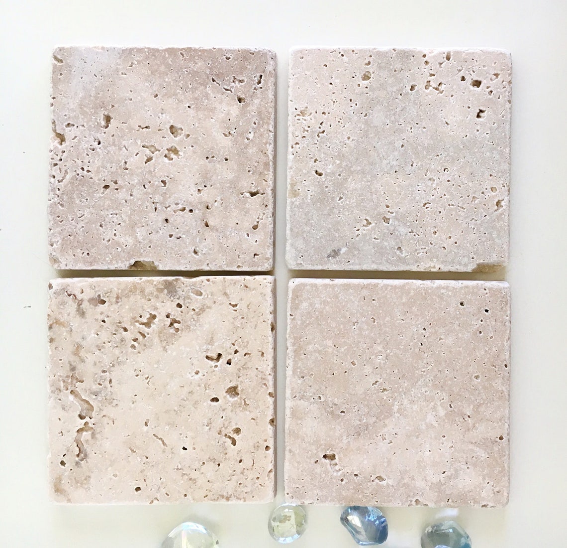 Stone Coasters Set of 2. Natural Tumbled Tile Coasters. Cork - Etsy