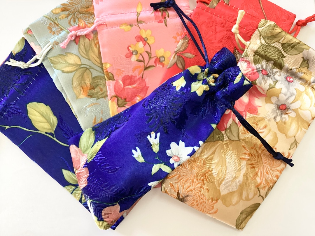 Silk Brocade Drawstring Eye Glass Pouch Glasses Case Fabric Pouch ...