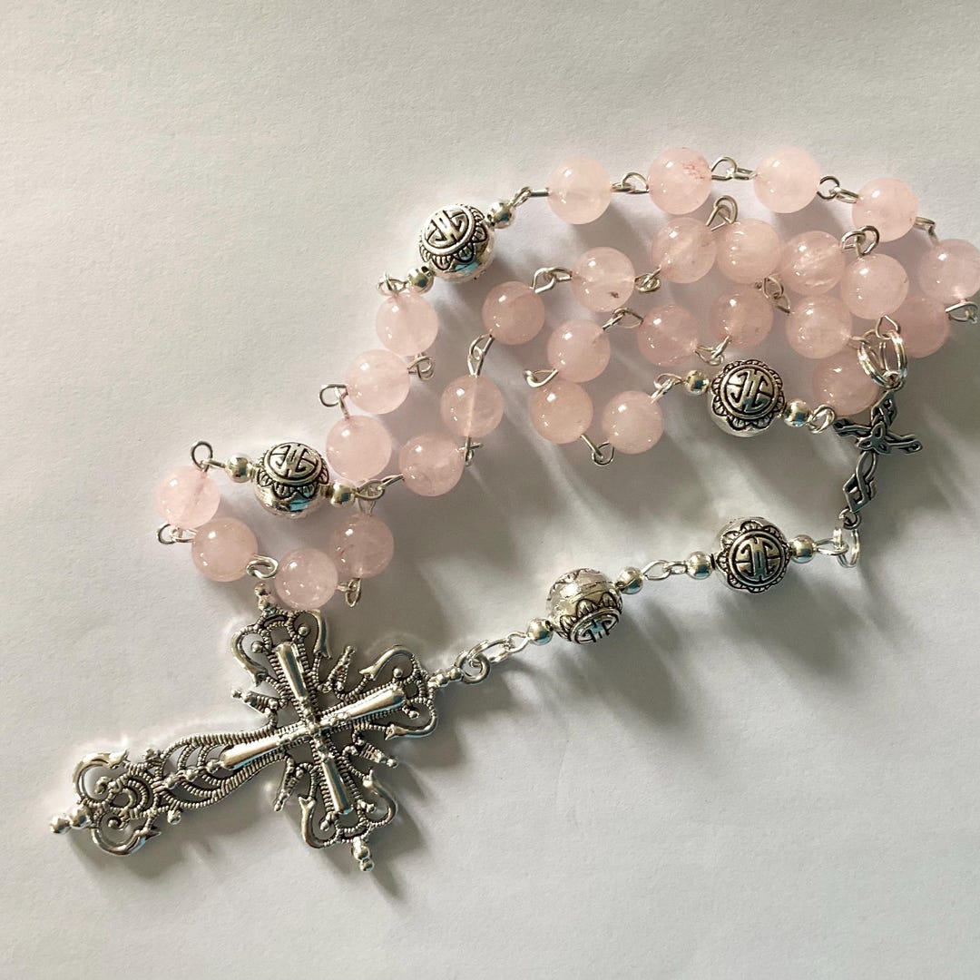 Natural Rose Quartz Anglican Prayer Beads Protestant Christian ...