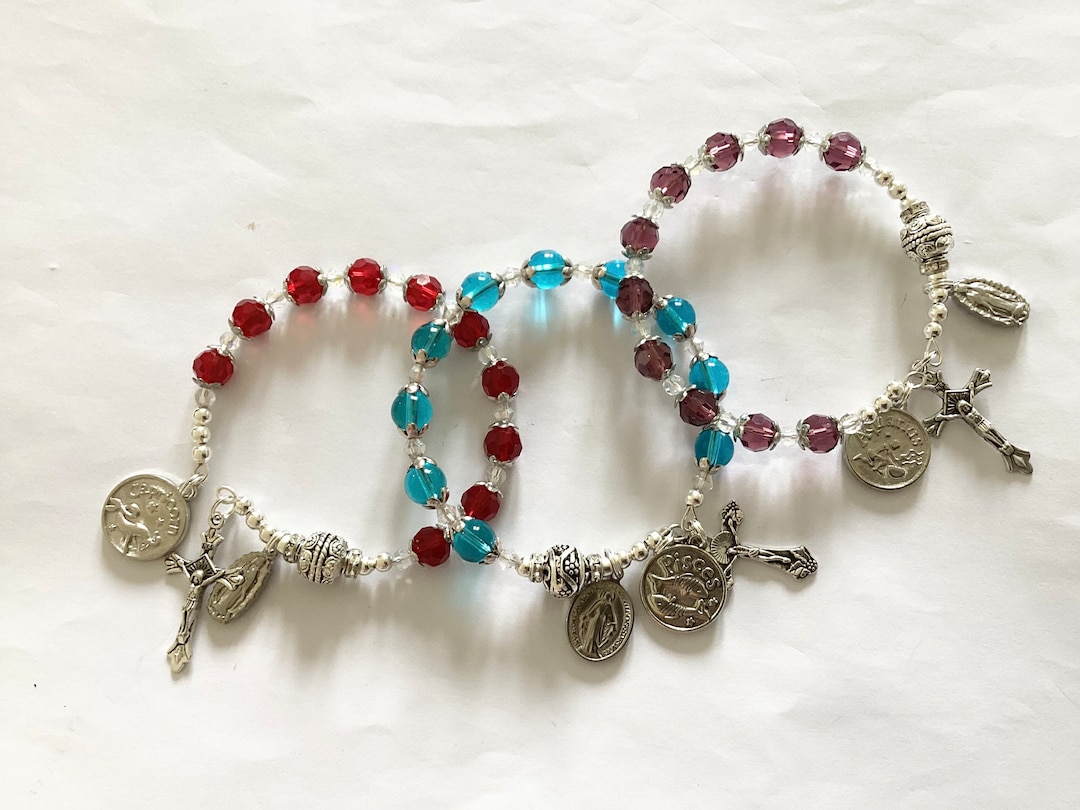 Birthstone Memory Wire Rosary Bracelet Single Decade Rosary Prayer ...