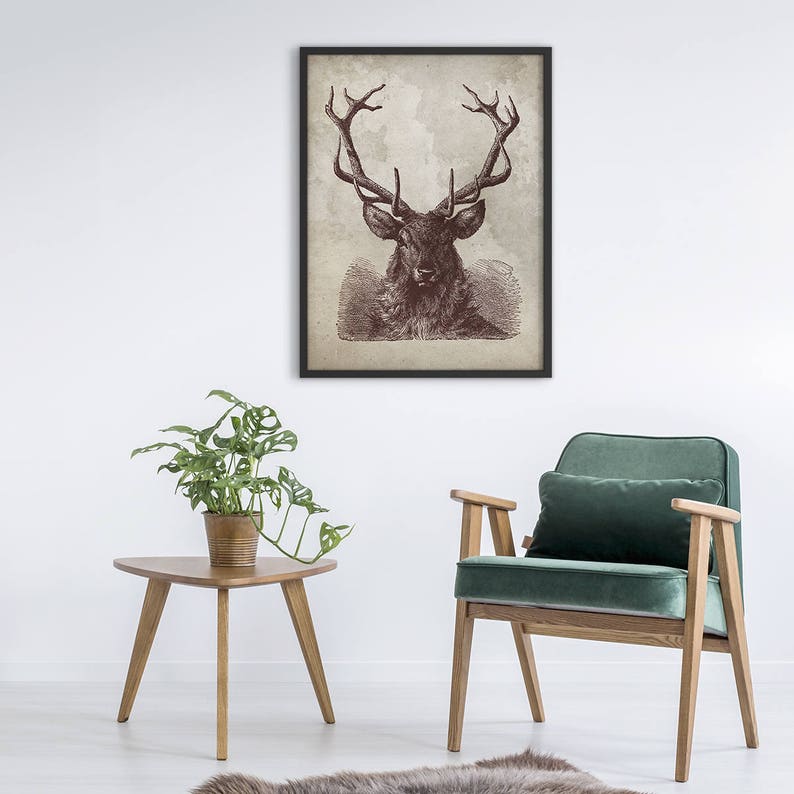 Deer Antlers Poster, Deer Antlers Print, Antlers Deer Print, Deer Head ...