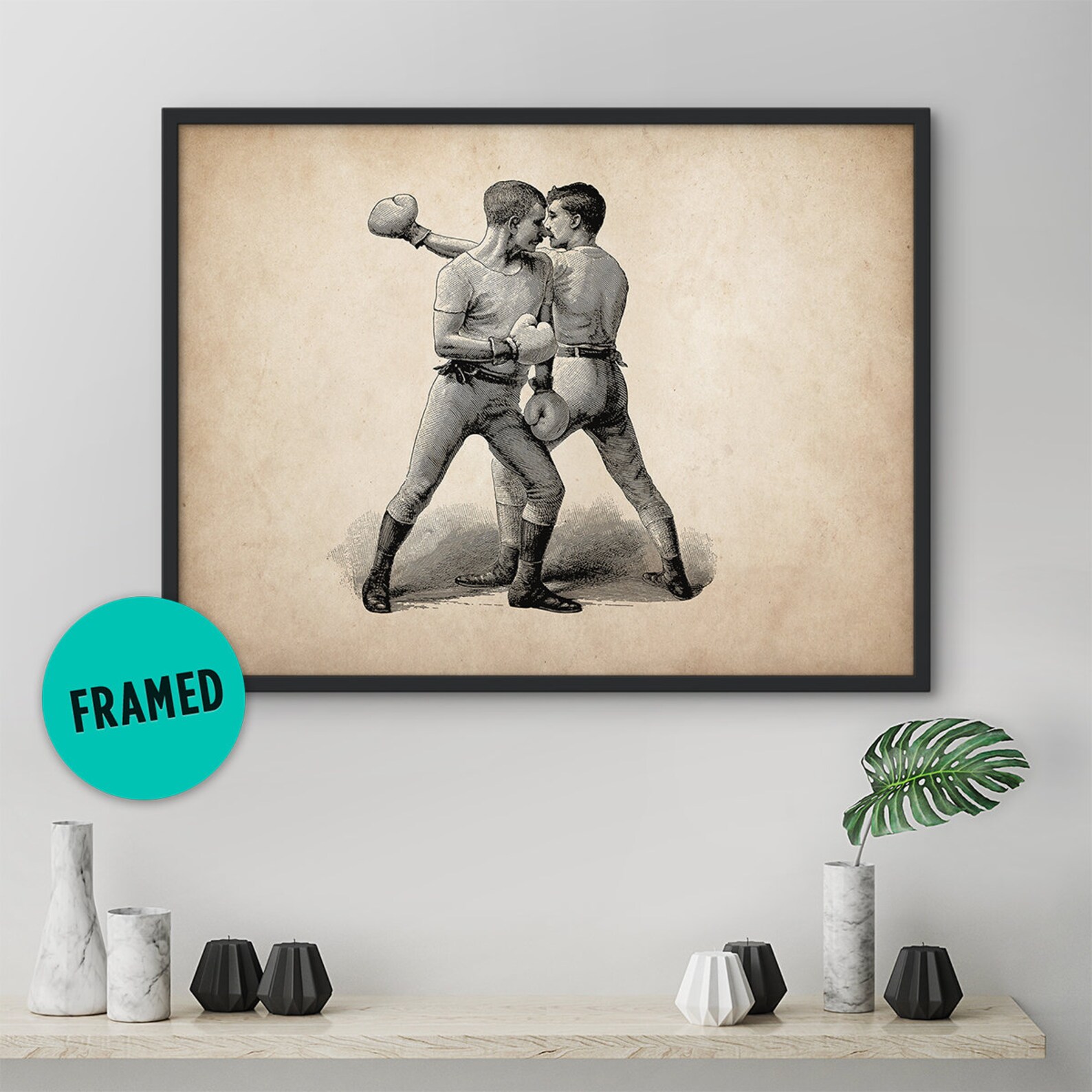 Boxing Print, Framed Art, Boxing Wall Art, Victorian Print, Vintage ...