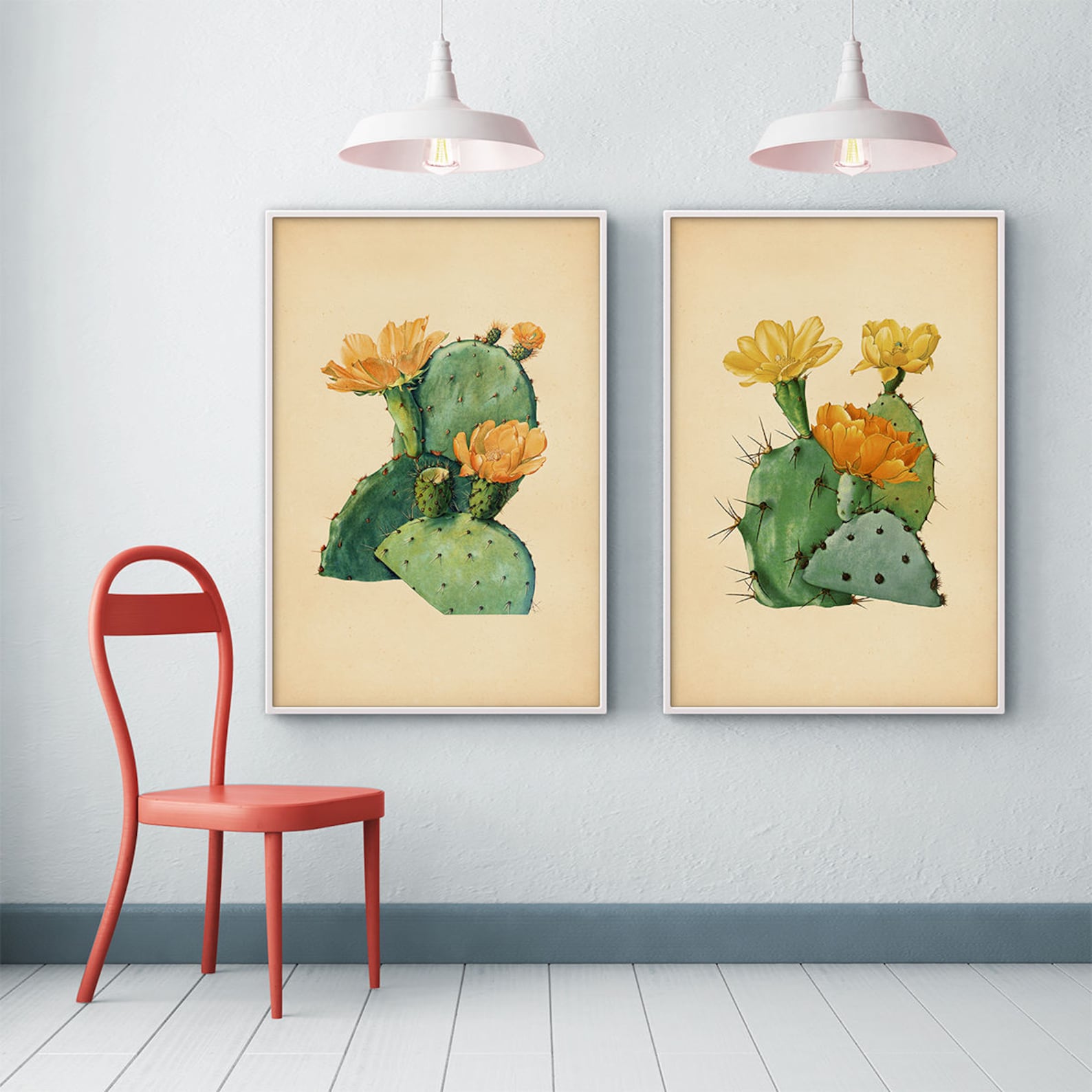 Cactus Prints Set of 2 Cactus Posters Large Cactus Print | Etsy