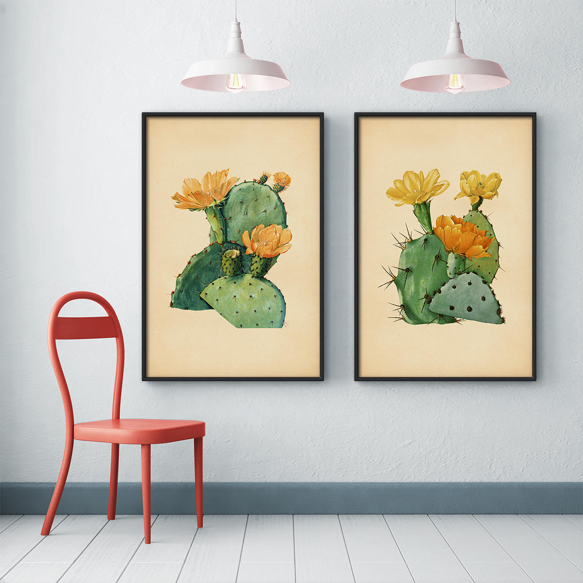 Cactus prints Set of 2 Cactus posters Large cactus print | Etsy