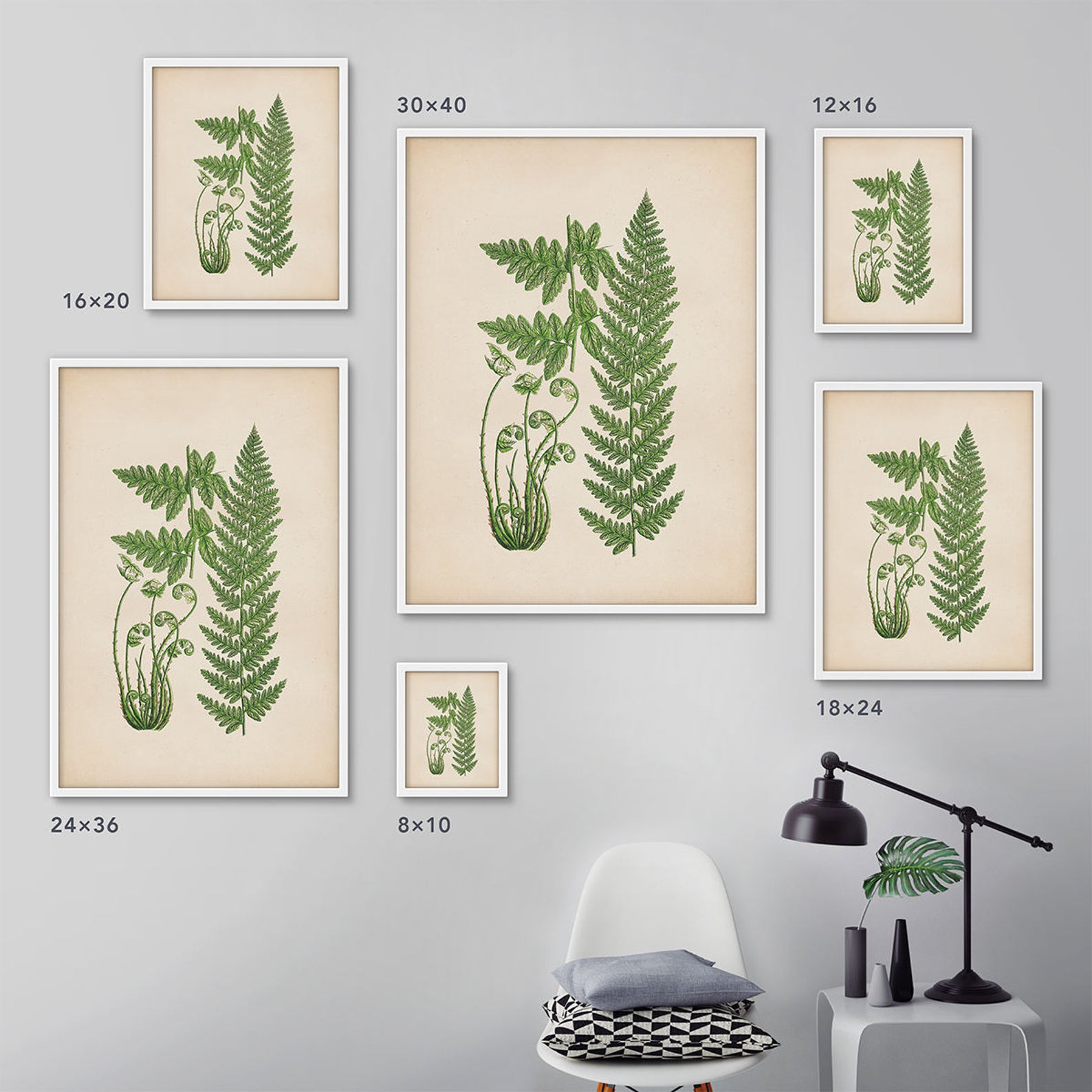 Fern Leaf Print, Fern Wall Print, Botanical Print of Ferns, Vintage ...