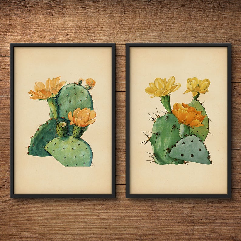 Cactus Prints Set of 2 Cactus Posters Large Cactus Print | Etsy