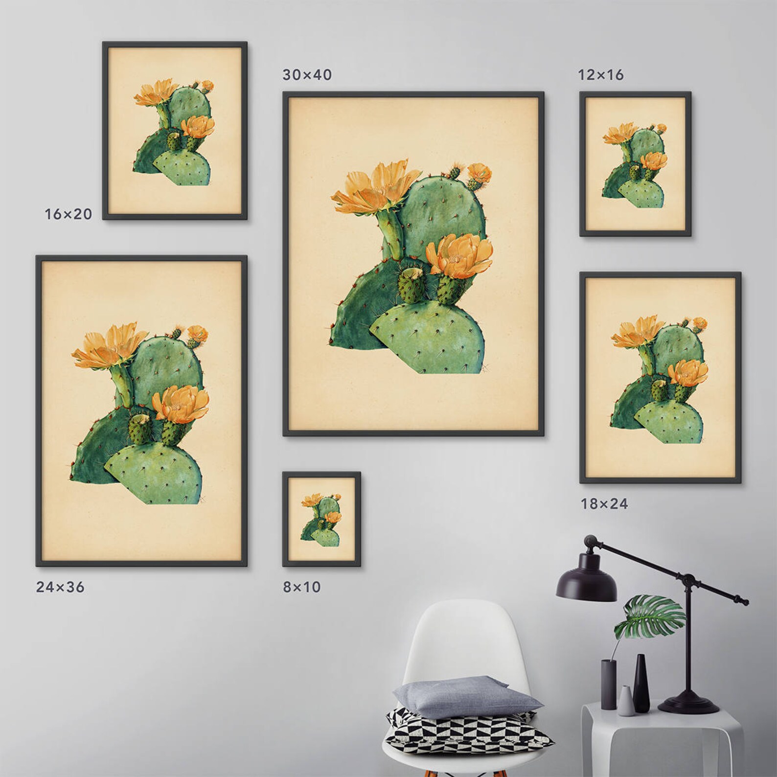 Cactus Poster Framed Botanical Cactus Print Large Cactus | Etsy