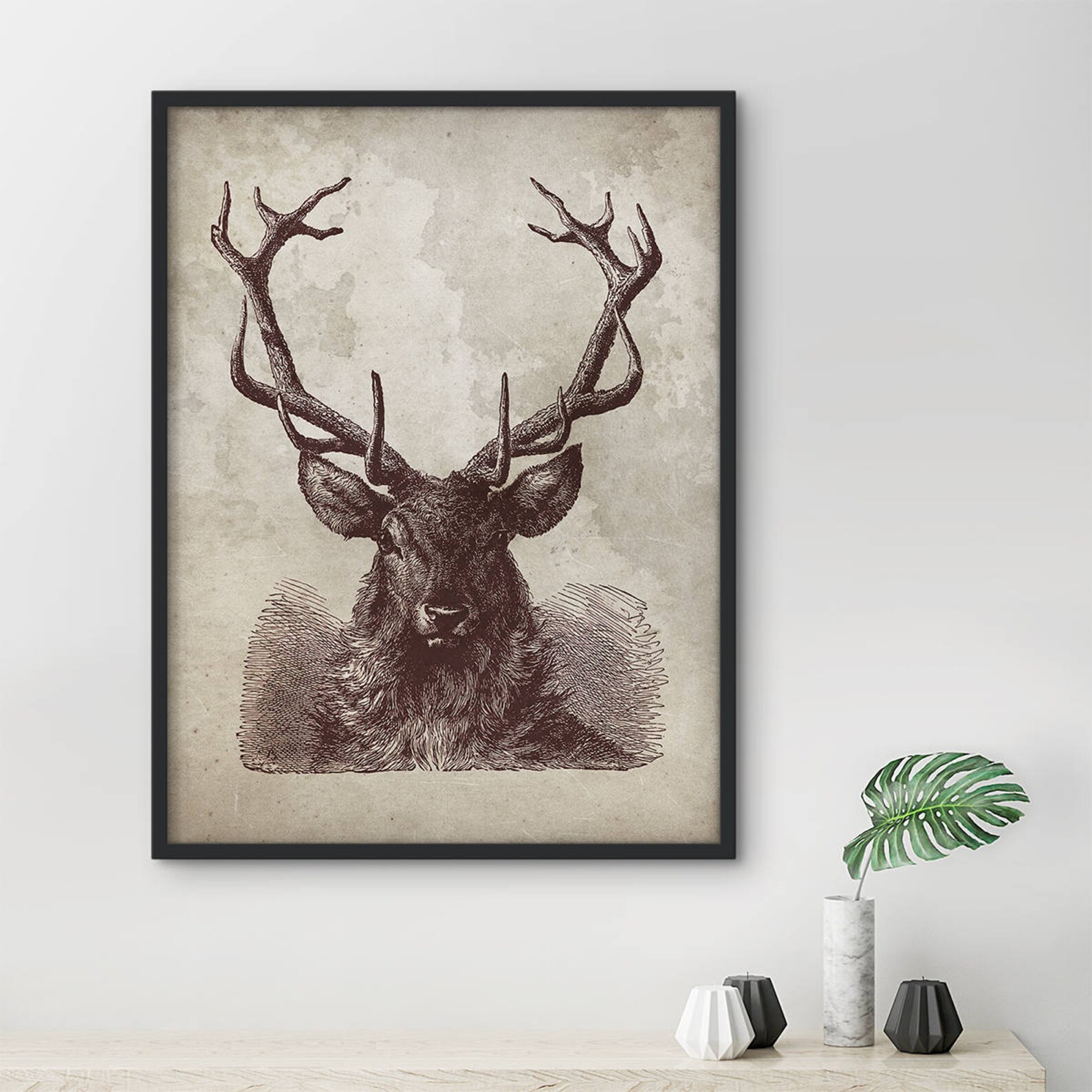 Deer Antlers Poster, Deer Antlers Print, Antlers Deer Print, Deer Head ...