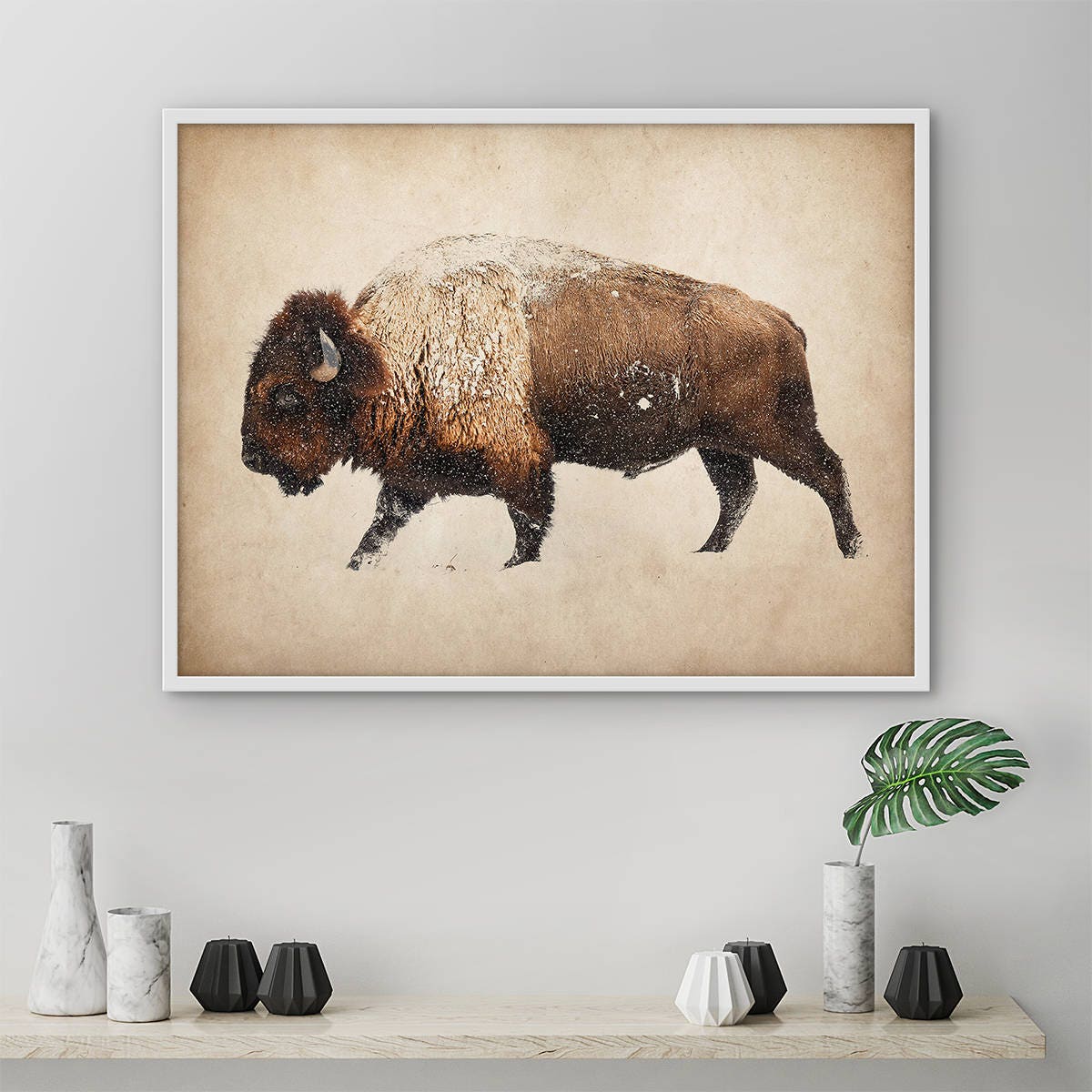 Buffalo Wall Art Framed Art Buffalo Print Bison | Etsy