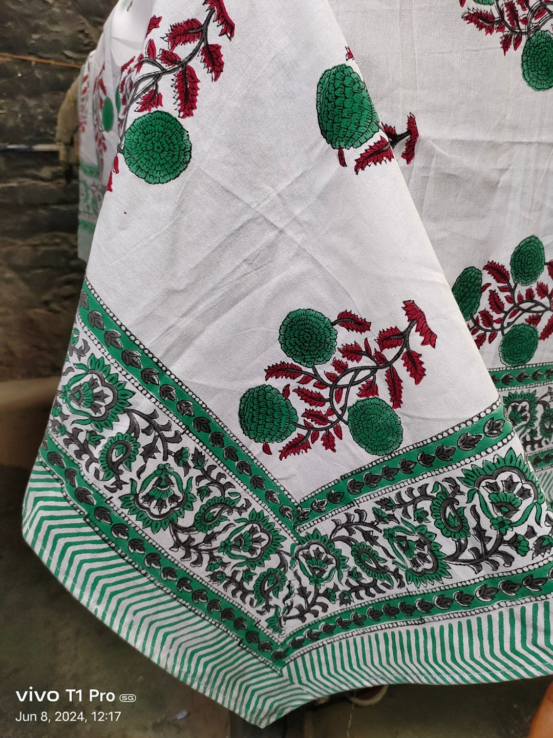 Vintage Cotton Block Print Tablecloth Square/rectangle/round Custom ...