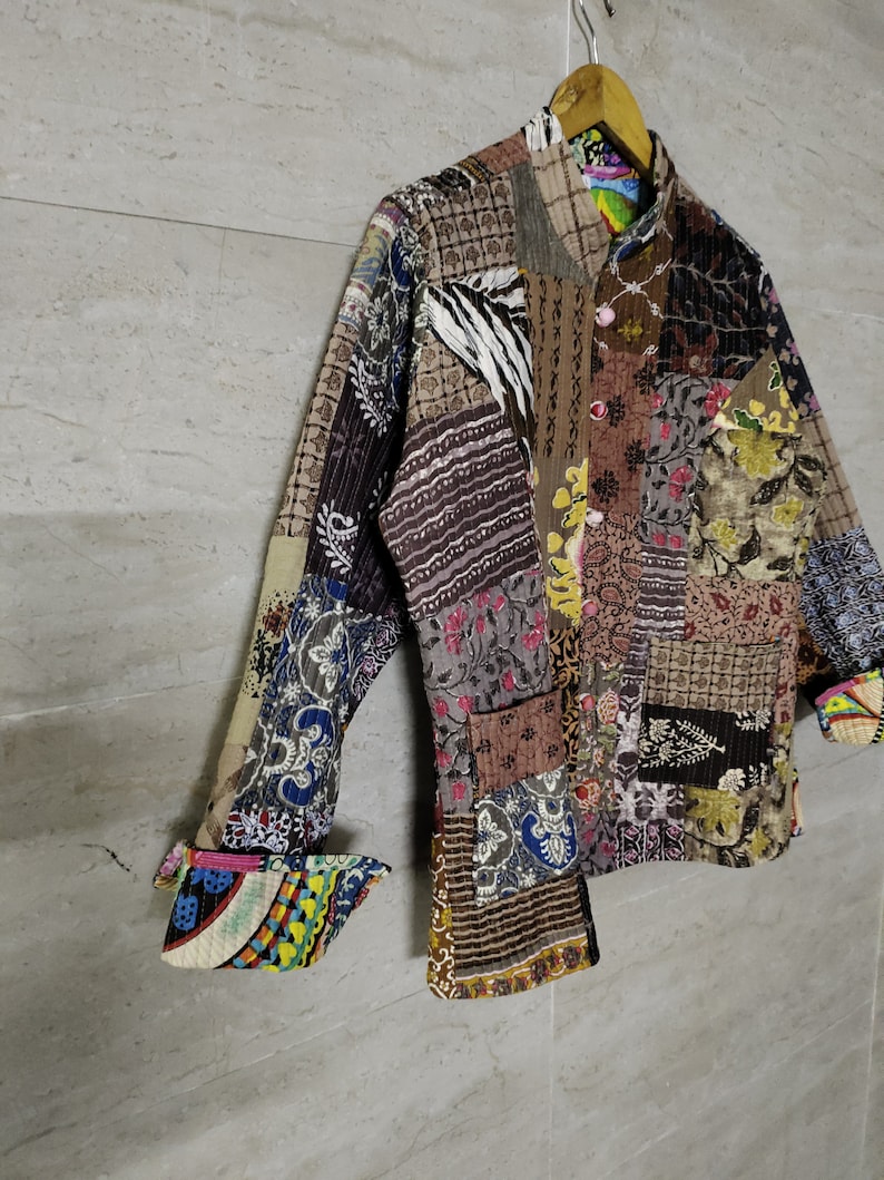 Mix Color Handmade Patchwork Jackets, Indian Cotton Handmade Winter ...