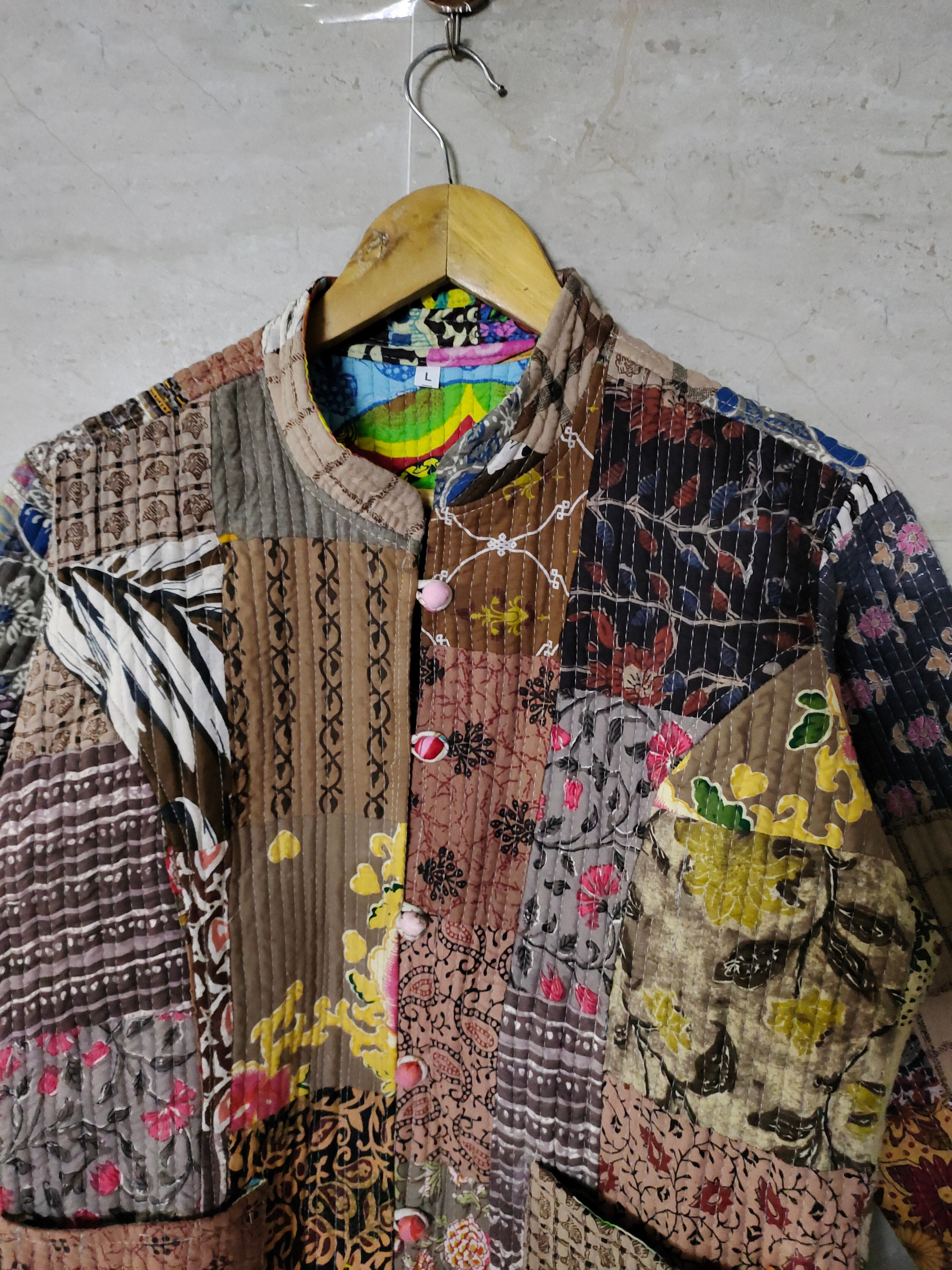 Mix Color Handmade Patchwork Jackets, Indian Cotton Handmade Winter ...