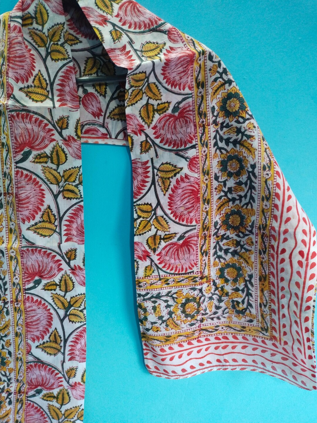 Hand Block Print Sarong Beautiful Cotton Scarves Light Green Sarong ...