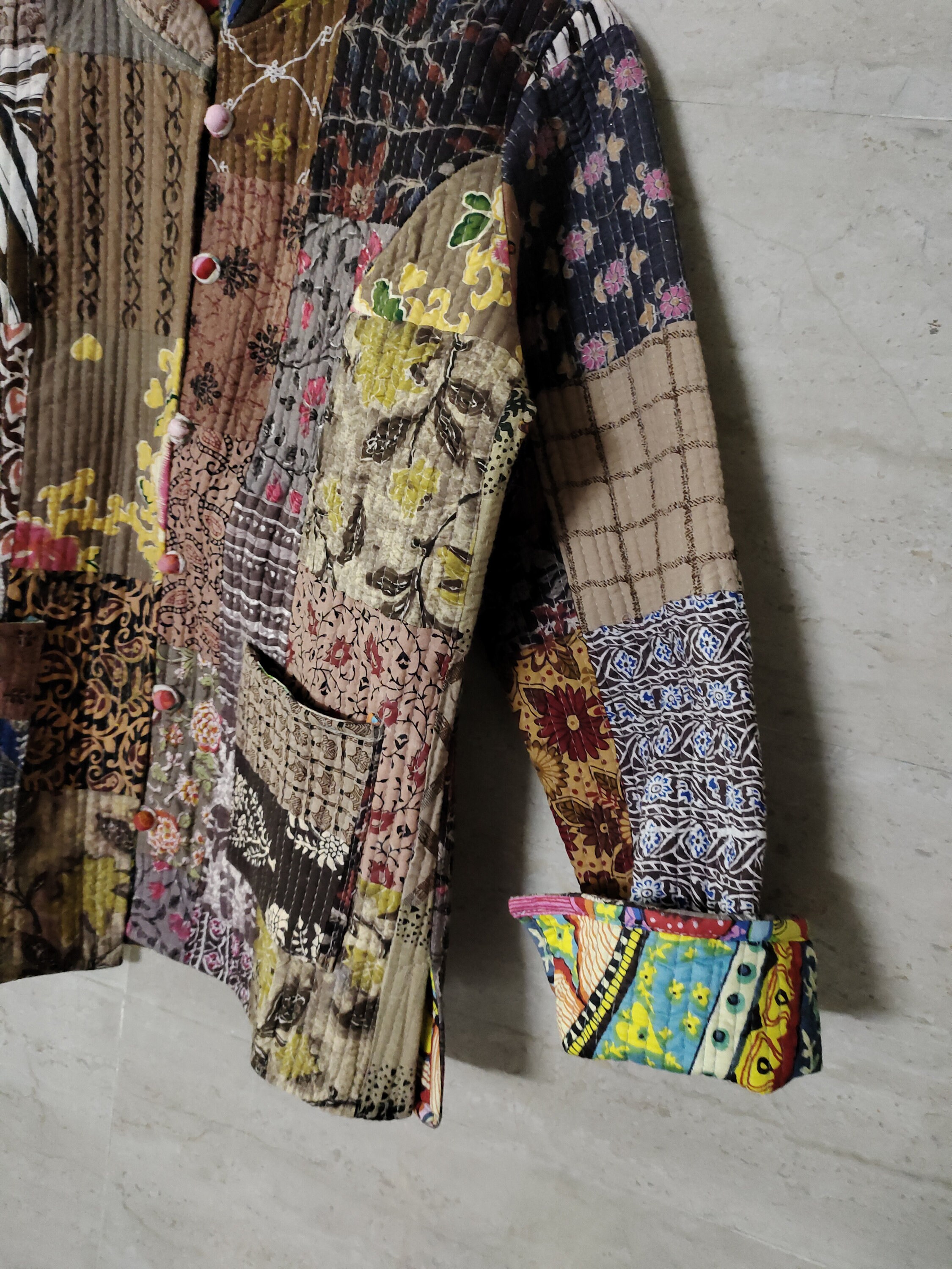 Mix Color Handmade Patchwork Jackets, Indian Cotton Handmade Winter ...