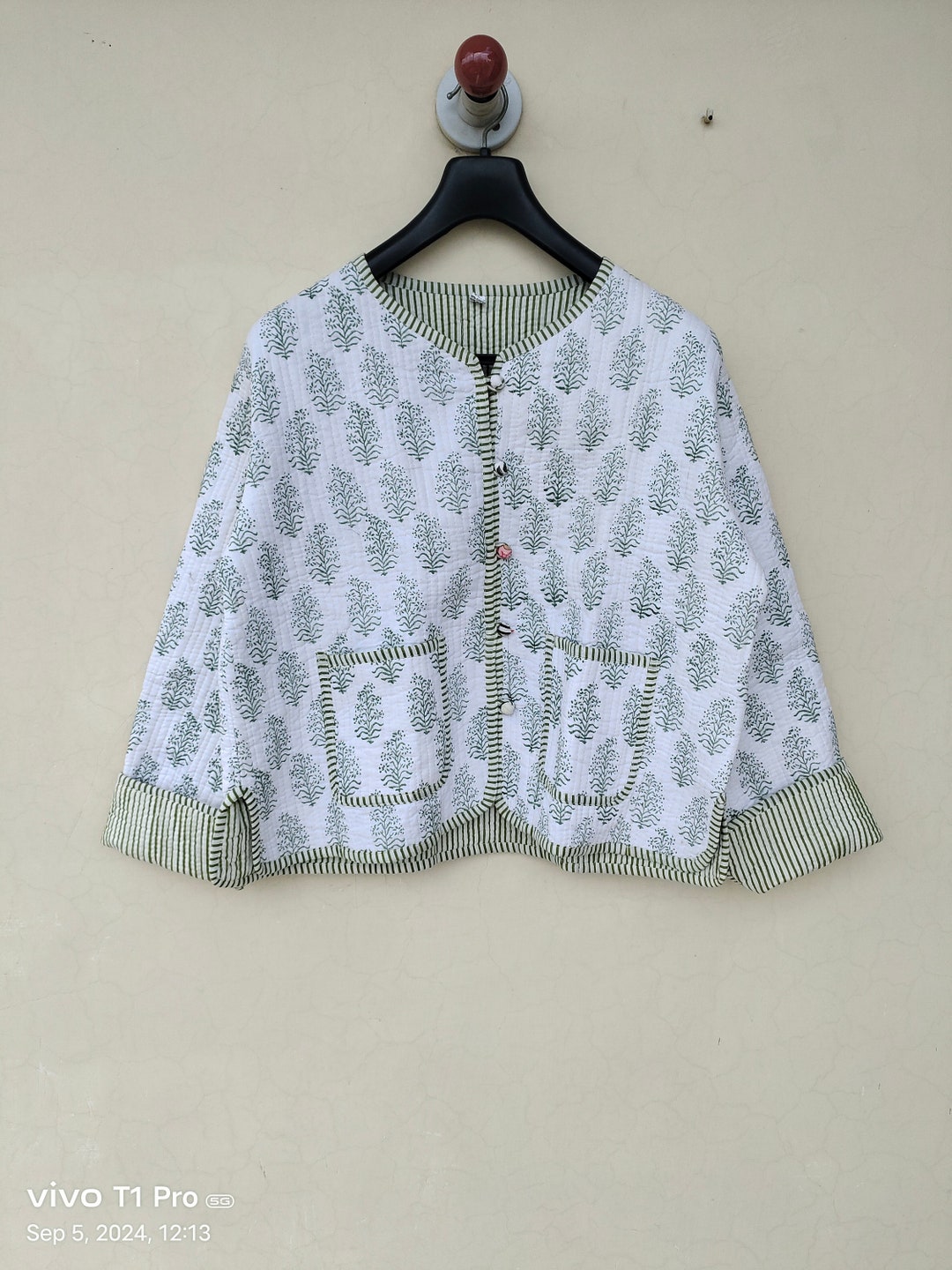 Hand Block Print Cotton Quilted Jacket, Boho Short Coat - Etsy