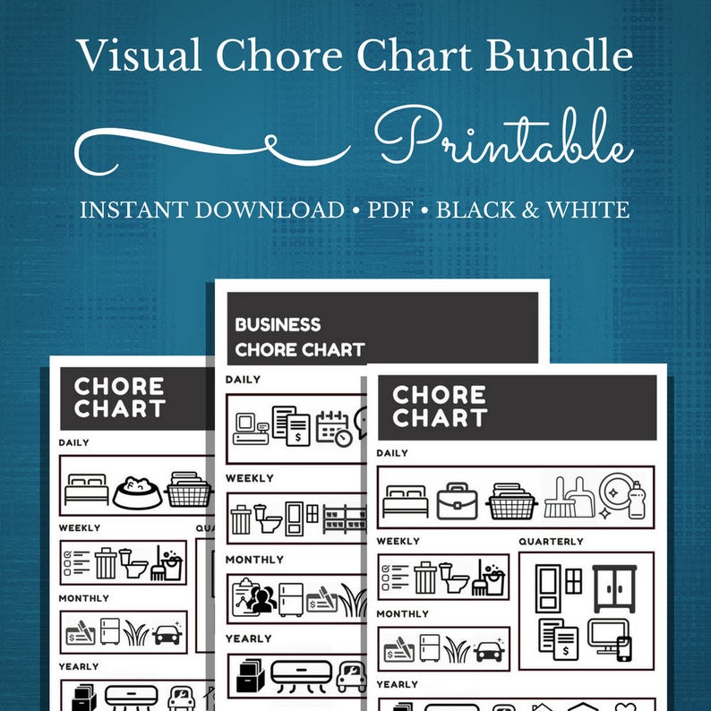 Daily • Weekly • Quarterly • Annual • Reusable • Visual Chore Chart ...