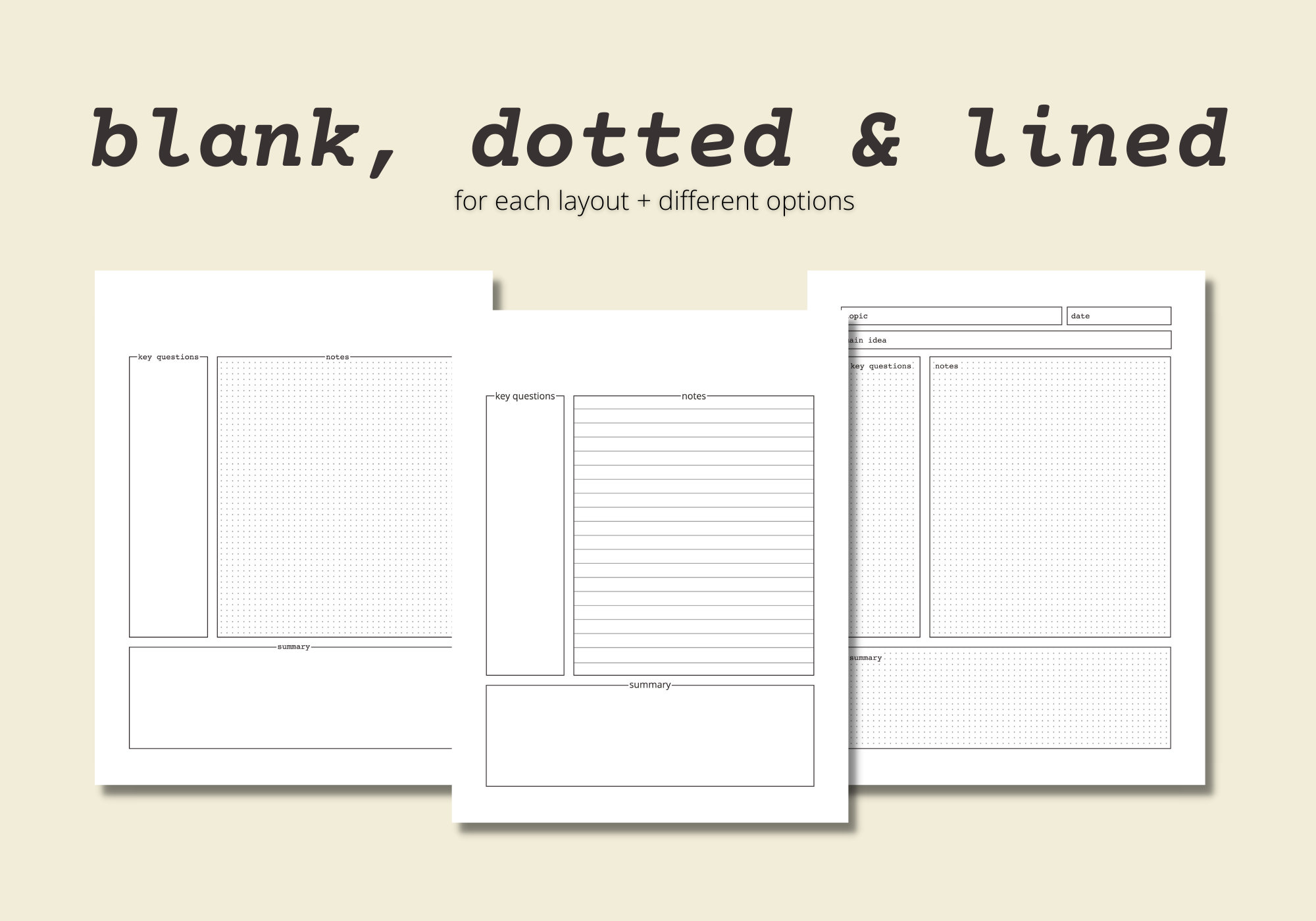 Cornell Method Style Note Template | US Letter & A4 Size - Etsy