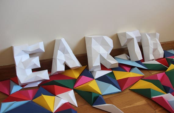 Earth papercraft PDF Template Polimind Papercraft letters | Etsy