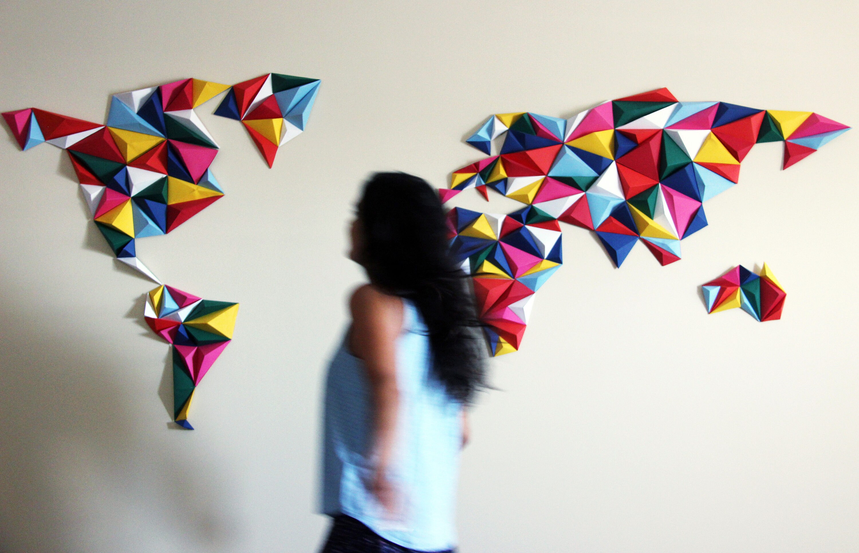 World Map Papercraft, Polimind, PDF Template, World Map, Paper Color ...