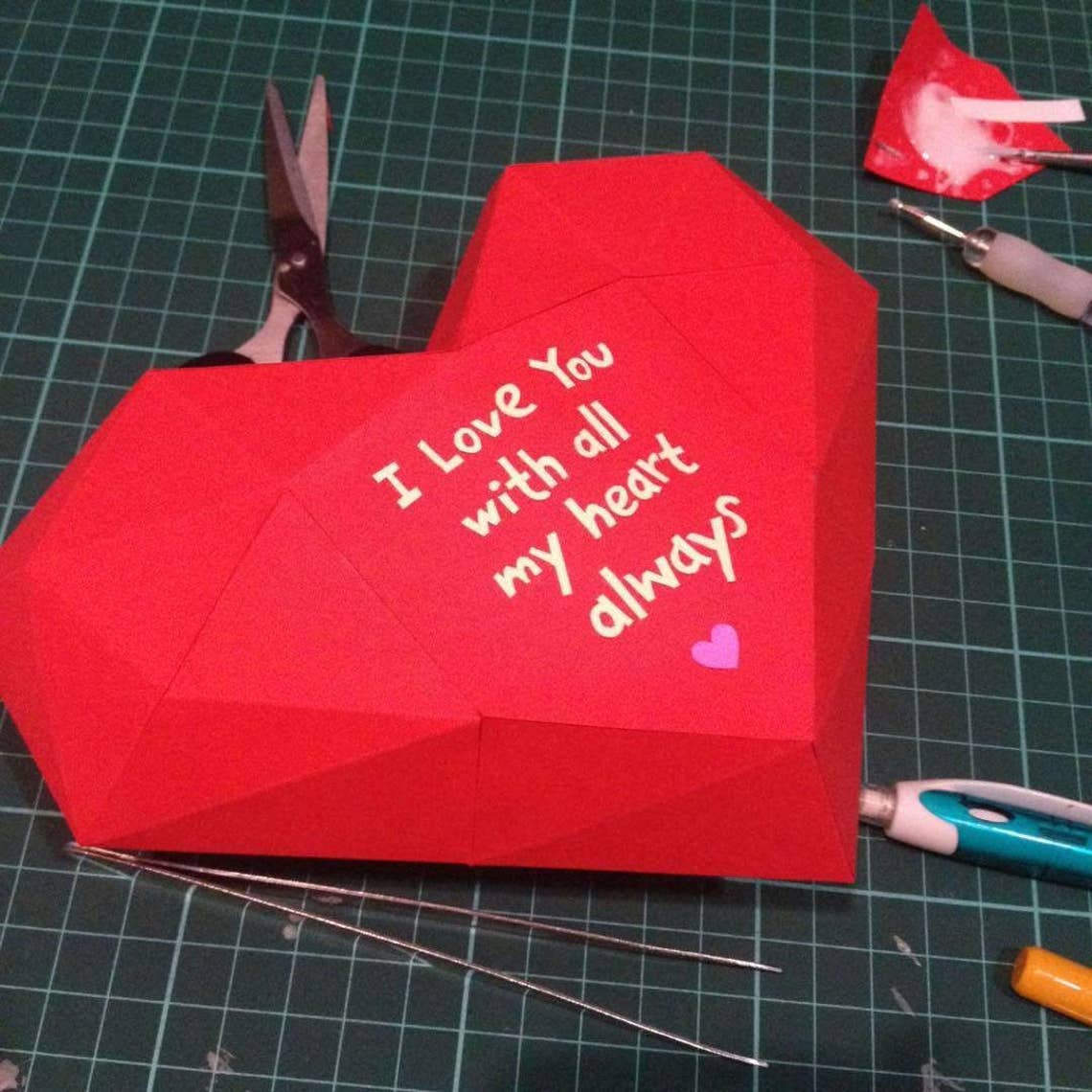 Heart Papercraft, Mothers Day, Valentines Day, Low Poly Heart, Gift for ...