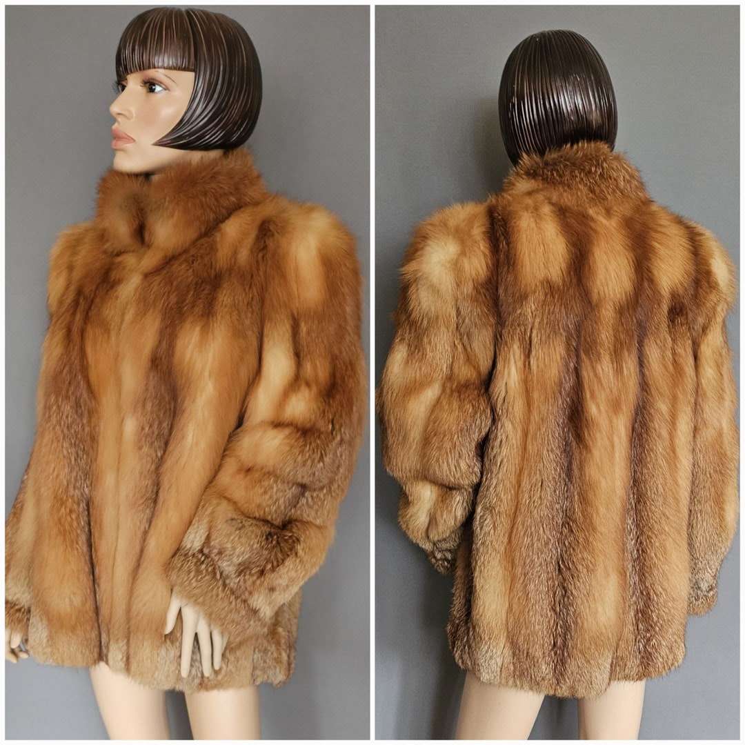 Real Red Fox Fur Jacket, Natural Real Red Fox Fur Coat, Vintage 1980s ...