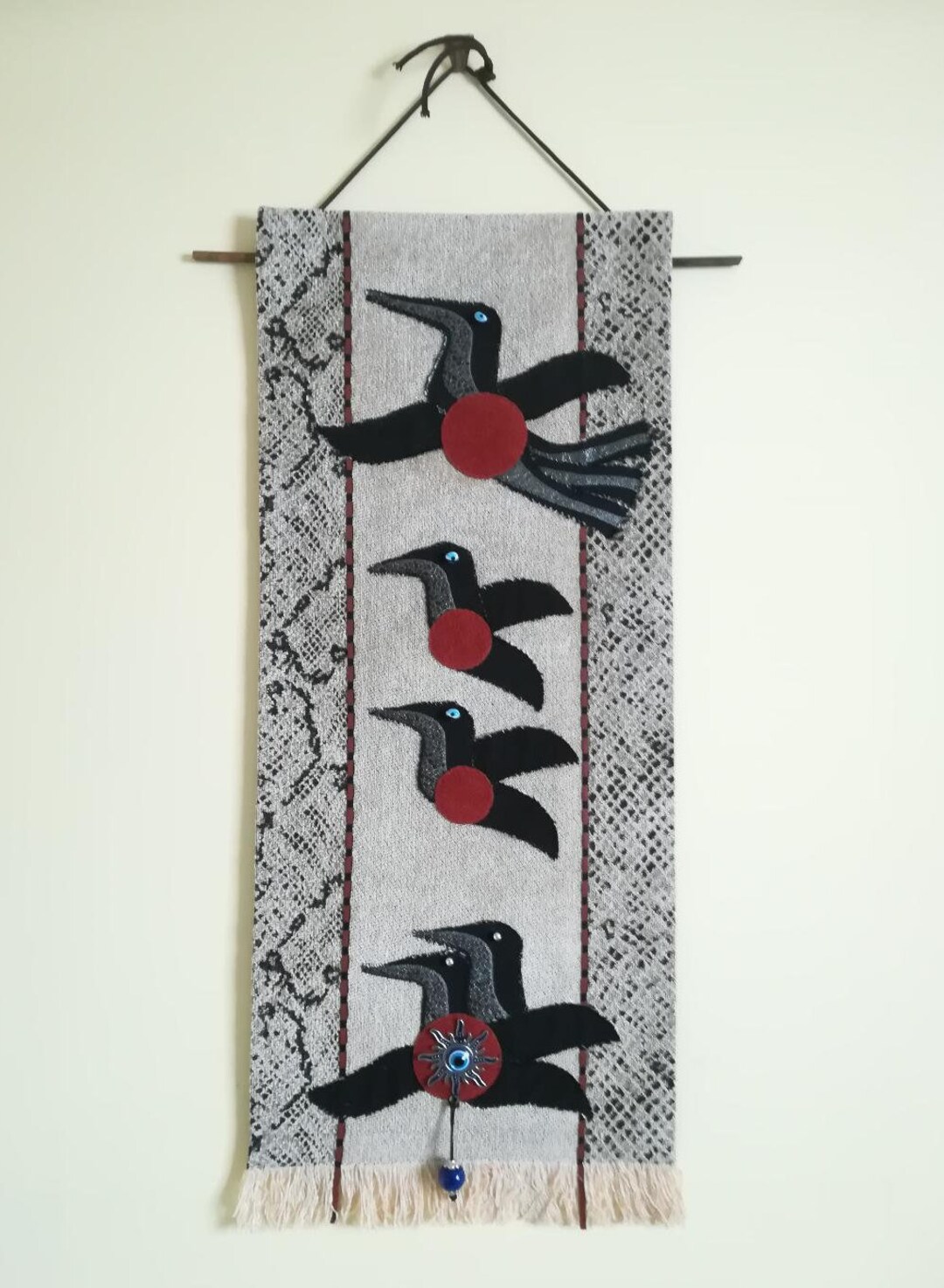Good Luck Fabric Wall Hanging "black Birds" - Etsy